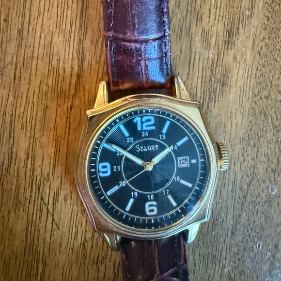 Accessories | Stauer Gold And Brown Watch | Poshmark